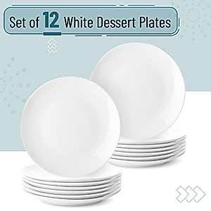 BTaT- White Dessert Plates, Set of 12, Small Plates for Appetizers, Small Plate, Small Appetizer Plates, Small White Plates, Dessert Plates Porcelain, Plates, White Plates