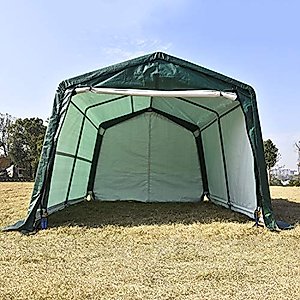 walnest Auto Storage Shelter Car Garage Steel Heavy Duty Carport Canopy Metal Frame Tent Waterproof (10×10×8ft, Green)