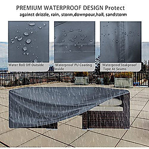 Garden Balsam Patio Furniture Set Cover, Outdoor Table and Chair Set Covers, Outdoor Sectional Sofa Set Covers, Waterproof Durable Square 126"L X 126"D X28H Grey