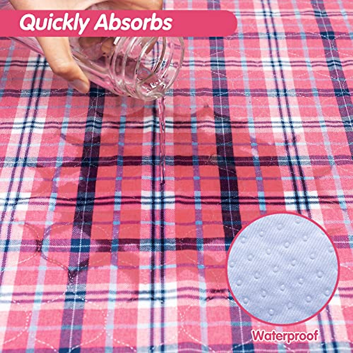 OUTCREATOR 2Pack Bed Pads for Incontinence Mattress Protector Anti-Slip Pads (54" x 34") for Toddlers Kids Pets Pee Pads and Machine Washable Absorbency and Leak Proof Edge(Pink)