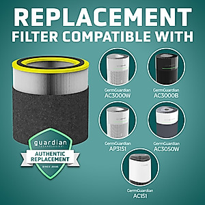 GermGuardian Filter V HEPA Pure Genuine Air Purifier Replacement Filter, Removes 99.97% of Pollutants for Models AC3000W, AC3000B, AC3050, AP3151 and AC151, Black/Yellow, FLT151