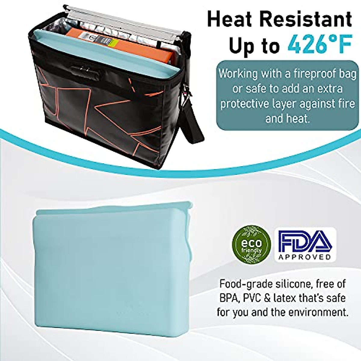 FLYPAL Large Silicone Waterproof Fire Resistant Document Bag. Patented Airtight Zip Lock Seal. Watertight Pouch Holder for Laptop, Documents, Files & Valuables. Insert Bag to Fireproof Bags (16”x12”x3.5”)