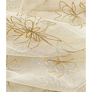 Molaxhome Roman Window Shades Sheers - 48inch Long, Embroidery Balloon Curtains Drapes 1 Panels for Kitchen Room (39x48inch, Flower)