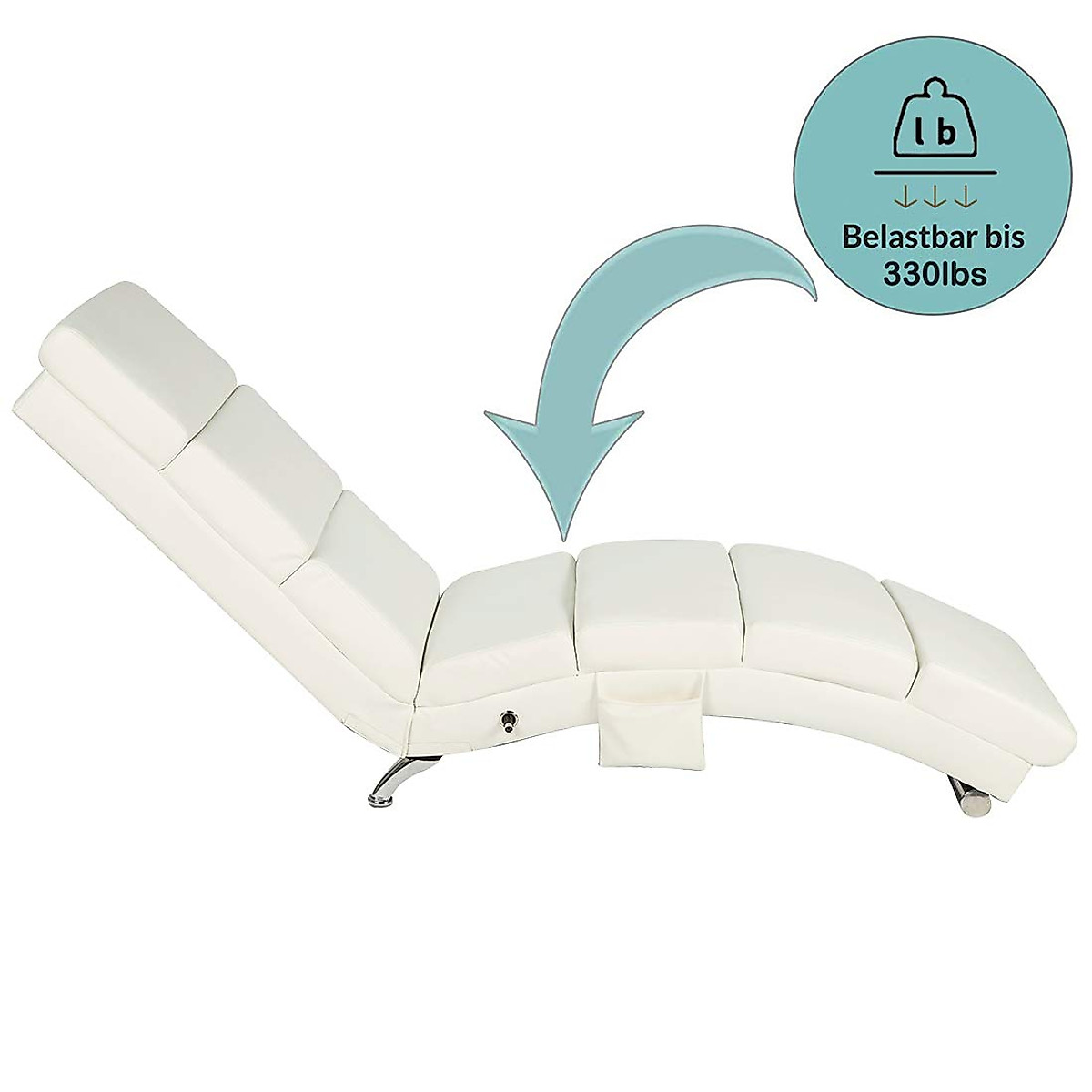 YOLENY Massage Chaise Lounge,Electric Recliner Heated Chair,Ergonomic Indoor Chair, Modern Long Lounger for Office or Living Room,PU&White…