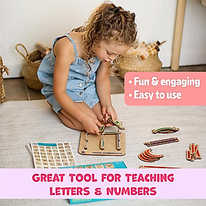 ButterflyEduFields Wooden Alphabets Numbers Construction Puzzle for Kids 3 Years 4 5 Years Boys Girls Preschool Learning Pack | Stacking Blocks Shape Colour Sorter Pegboard Kit