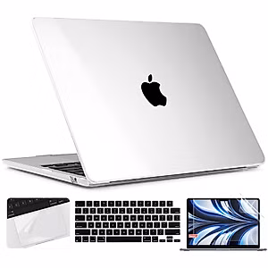 TWOLSKOO for M3 MacBook Air 13.6 Inch Case 2022 2023 2024 Release A2681 M2 A3113, Plastic Hard Shell Cover with Trackpad Film & Keyboard Cover & Screen Film for MacBook Air 13.6", Crystal Clear