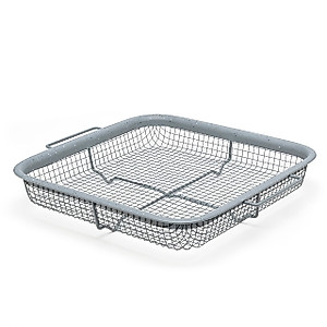EaZy MealZ Air Fry Crisping Basket & Tray Set, Air Fry Crisper Basket, Tray & Baking Pan, Roasting Sheet, Utensil Safe, Non-Stick, Healthy Cooking