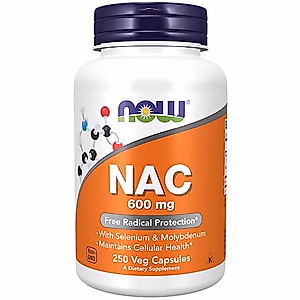 NOW Supplements, NAC (N-Acetyl Cysteine) 600 mg with Selenium & Molybdenum, 250 Veg Capsules