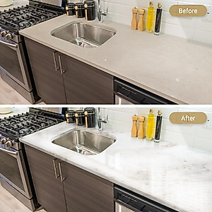 Homein Marble Contact Paper 17.5"×78.7", Peel and Stick Countertops Wallpaper Waterproof Self Adhesive Wall Paper Roll for Cabinets Drawers Kitchen Old Furniture, Modern Glossy White/Gold