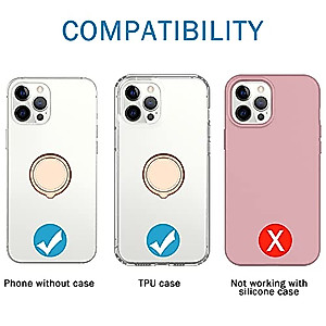 General Phone Ring Holder Finger Kickstand Omnidirectional 360 Degree Rotation Metal with Polished Metal Phone GripRing Phone Stand, for Magnetic Car Mount Compatible with All Phone Case (Rose+Black)