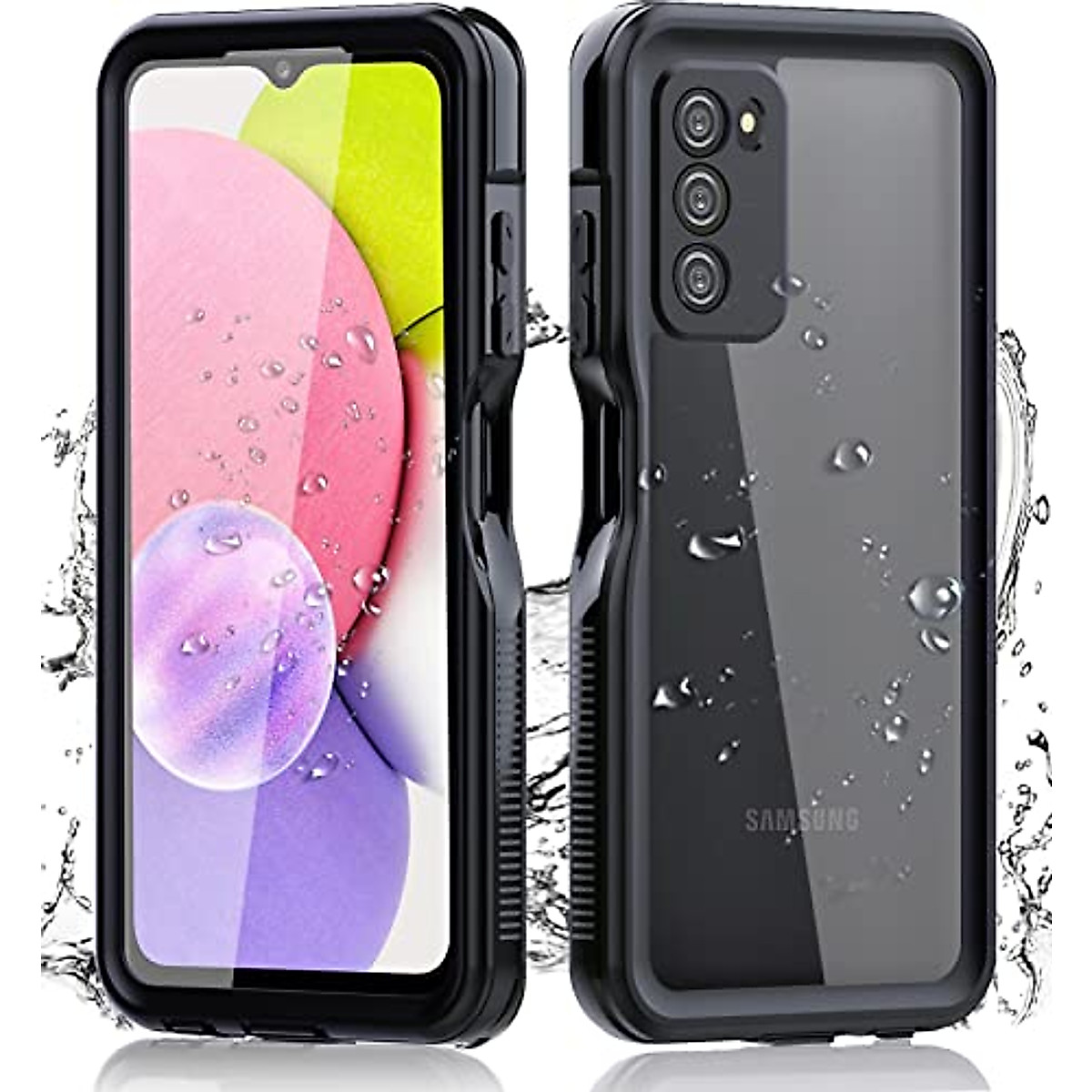 Hllhunkhe for Samsung Galaxy A03S Waterproof Case with Built-in Screen Protector - Rugged Full Body Underwater Dustproof Shockproof Drop Proof Protective Cover for Samsung Galaxy A03S - Black