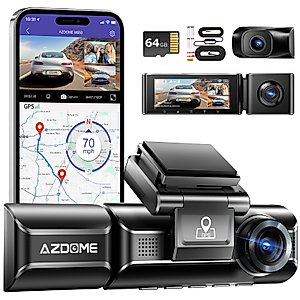 AZDOME M550 3 Channel Dash Cam with 3-Lead Mini USB Hardwire Kit (JYX02)