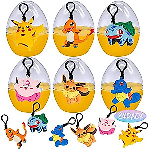 Guilin Prefilled Easter Eggs with Keychains Toys, 6pcs Easter Eggs with 24pcs Keychains Toys Inside, Easter Gifts wor Kids, Colorful Toy Easter Egg Fillers Easter Basket Stuffers Easter Party Favors