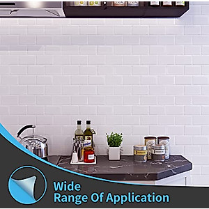 Art3d 10-Sheet Peel and Stick Tile Backsplash - 12"x12" Premium Kitchen Backsplash Peel and Stick Tile, White