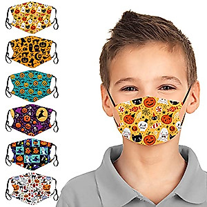 6Pcs Kids Halloween Face Bandanas Breathable Washable Maslks Costume Accessories Gift for Boys Girls