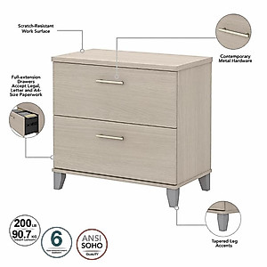 Pemberly Row 2 Drawer Lateral File Cabinet in Sand Oak - Engineered Wood