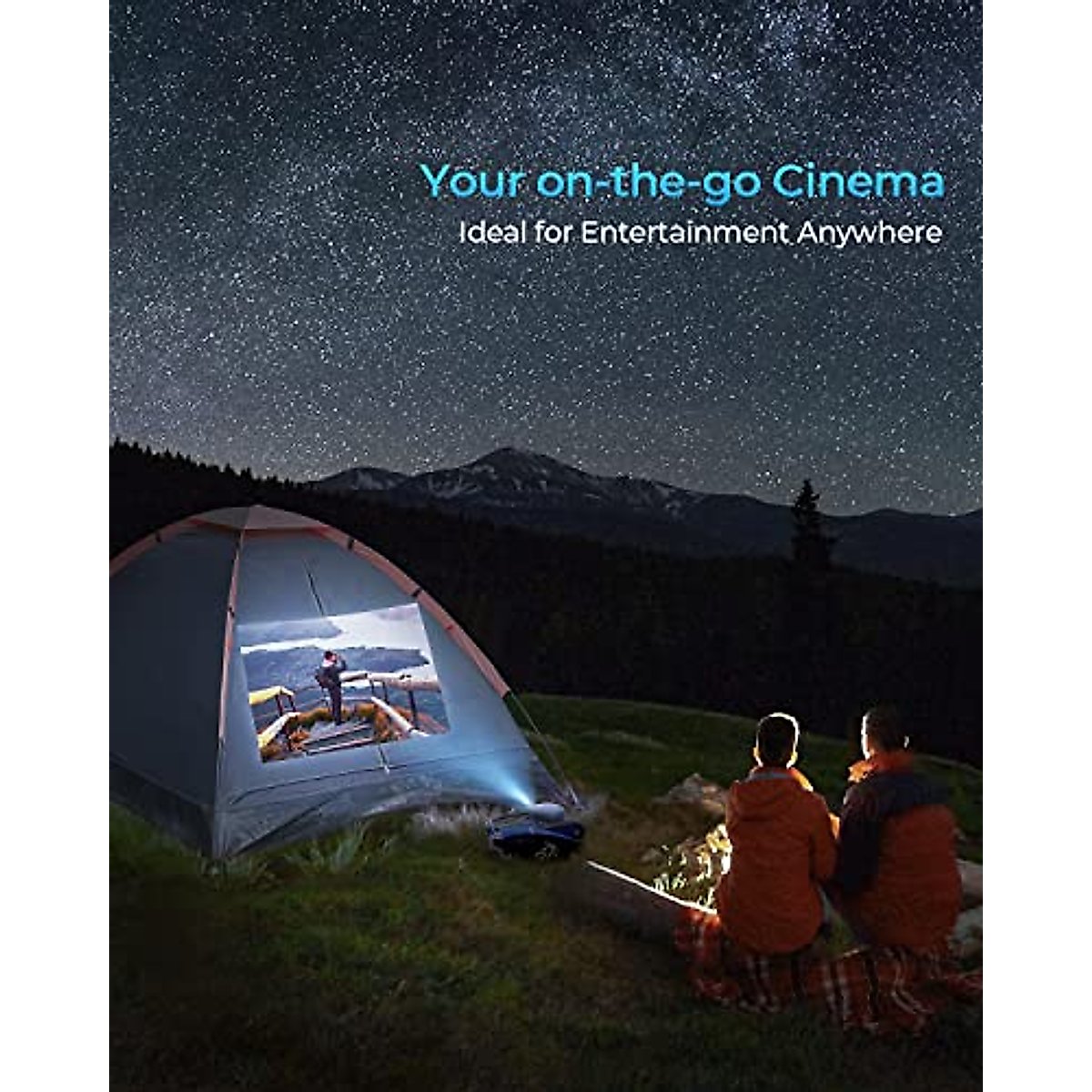 Smart Mini Projector with WiFi and Bluetooth, ViewComm iSpace2 Portable Pocket Projector with Adjustable Tripod, 220 ANSI Lumen, 360° Bluetooth Speaker, Android 9.0 Rechargeable Movie Projector