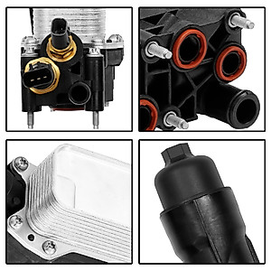 Oil Cooler Oil Filter Housing with Gaskets | Compatible With 3.6L 2011-2016 Dodge Journey Grand Caravan Jeep Wrangler Chrysler 200 300 Ram ProMaster & More | Replaces# 5184294AE, 68105583AF