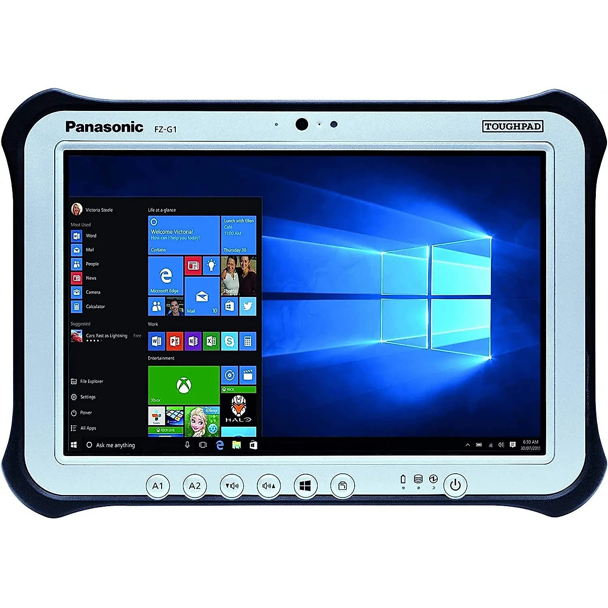 Panasonic Toughpad FZ-G1, Core i5-5300U 2.30GHz, 10.1 WUXGA Multi Touch + Digitizer, 8GB, 256GB SSD, WiFi, Bluetooth, 4G LTE, Dual Pass, 2D Barcode Laser, 2 Cameras, Windows 10 Pro (Renewed)