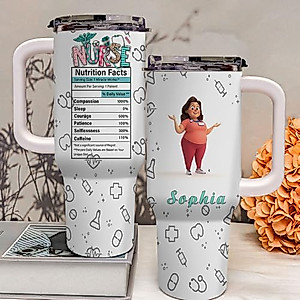 Personalized Nurse Tumbler 40oz -bariatric nurse-Custom Name Insulated Travel Mug with Handle & Straw, Gift for Nurses, Medical Workers, Appreciation, Mother's Day LmfBoT