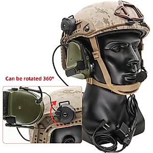 HEARFALCOM Tactical Comta III Headset Helmet ARC Rail Adapter Bracket Version with U94 PTT Adapter Compatible with Baofeng UV-5R, UV-82 Walkie Talkie for Airsoft Sports（FG）