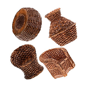 BESTonZON 1 Set Mini Garden Decor Mini Woven Chair Light Brown Doll House Supplies Doll House Resin