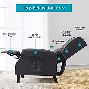 LEISLAND Wingback Recliner Chair for Living Room Fabric Lazyboy Push Back Chair with Heat and Massage, Tufted Armchair with Padded Seat,Grey(Set of 2)