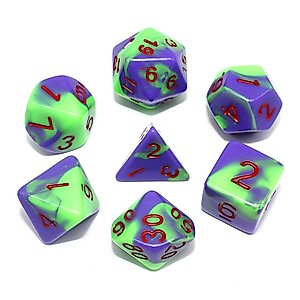 DND Dice Set Purple & Green RPG Polyhedral Dice Fit Dungeons and Dragons(D&D) Pathfinder MTG Tabletop Role Playing Game 7-Die Dice Set