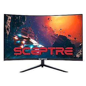 Sceptre 32 inch Curved 2K Gaming Monitor QHD 2560 x 1440 up to 165Hz 144Hz 1ms HDR400 400 Lux AMD FreeSync Premium, Height Adjustable DisplayPort HDMI Build-in Speakers Machine Black (C325B-QWD168)