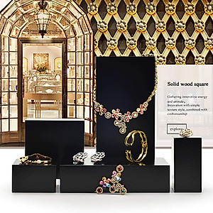 Oirlv Solid Wood Minimalism Style Jewelry Display Stand Showcase Jewelry Organizer Black Square Holder (SM05303)