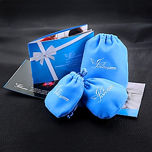 JewelryPalace Square Cut 1ct Created Sapphire Solitaire Rings for Her, 14K White Gold 925 Sterling Silver Promise Ring for Women, Blue Gemstone Jewelry Sets Rings 7