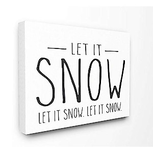 Stupell Industries Let It Snow Christmas Holiday Black and White Word Design Canvas, 36 x 48, Multi-Color