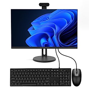 24” All-in-One Computers, Intel N5095 Quad-Core Windows 11 Desktop Computer with Camera, 8G Ram 512G SSD IPS HD Display, WiFi Bluetooth for Home Entertainment Business Office White (N5095-W)