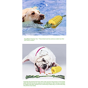 Generic Dog Chew Toys for Aggressive Chewer,Corn Interactive Squeaky Dog Toys for Puppy Medium Breed, Tough Rubber Dental Chew Dog Toys, Yellow