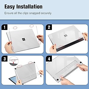 Fintie Protective Case for 13.5 Inch Microsoft Surface Laptop 5/4/3/2 with Alcantara Keyboard (Model: 1958/1950/1867/1769) - Slim Snap On Hard Shell Cover, Crystal Clear