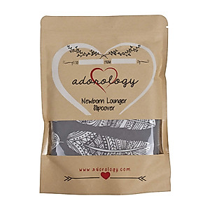 Newborn Lounger Slipcover, Gray White Feather Design, Water Resistant Infant Pillow Cover, Great for Any Mom to Be