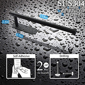 Paper Towel Holder Wall Mount, Self Adhesive or Screw Mount, Under Cabinet Paper Towel Holder Made of SUS304 Stainless Steel (Matte Black)