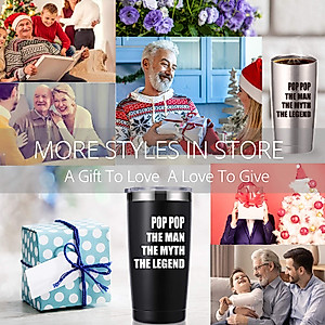 momocici Pop Pop The Man The Myth The Legend 20 OZ Tumbler.Grandpa Gifts.Birthday Gifts,Christmas Gifts for Men,New Grandpa,Grandpa Again,Granddad,New Grandfather,Husband,Men Travel Mug(Black)