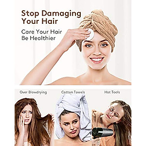 YFONG Microfiber Hair Towel 3 Pack, Hair Towel with Button, Super Absorbent Hair Towel Wrap for Curly Hair, Fast Drying Hair Wraps for Women, Anti Frizz Microfiber Towel