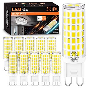 hansang 10 Pack G9 LED Bulbs 4000K Natural Daylight 6W (60W Halogen Equivalent) T4 Chandelier Light Bulbs G9 Bi Pin Ceramic Base, No-Flicker AC120V 600LM 360°Beam Angle No-Dimmable