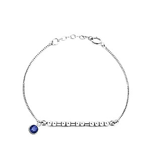 EXRANQO Morse Code Bracelets For Women Personalized Sterling Silver Inspirational Gifts Jewelry Custom Simulate Birthstone Love Jewelry (Silver)