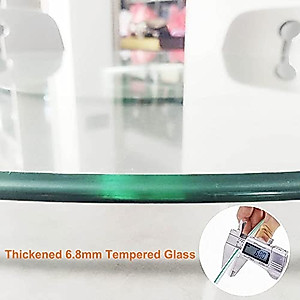 Keros 60cm/24in Glass Lazy Susan Turntable Kitchen Serving Plate, Dining Table Centerpiece For Home Office Birthday Parties, Heavy Duty Rotating Tray Tabletop Organizer 50cm/20in (Size : 60cm/24Inch)