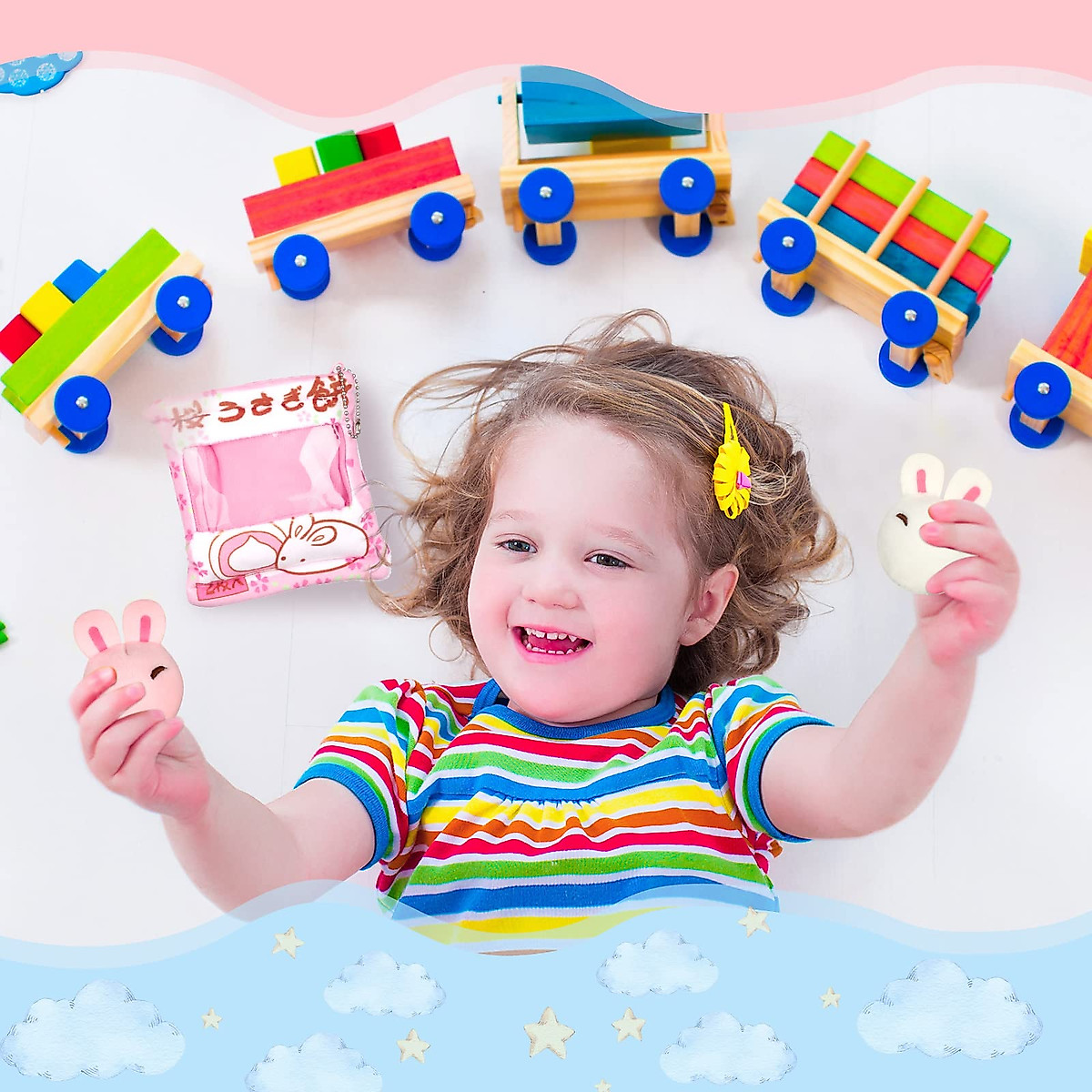 Zomiboo 2 Pcs Kawaii Room Decor Cute Plush Stuffed Pillows Snack Mini Toys Soft Cartoon Baby Back to School Doll Key Chain Gifts for Birthday Party Favors (Pink,Blue,Bunny,Cat)