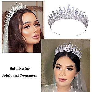 Jorsnovs Bride Tiara Wedding Crowns for Women Cubic Zirconia Bridal Silver CZ Birthday Princess Quinceanera Corona Headpieces