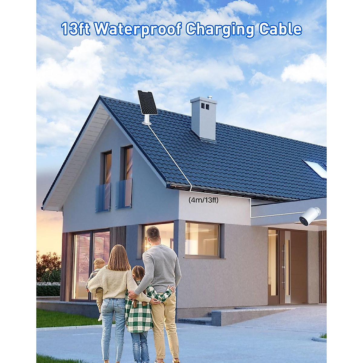 Premium Solar Panel for Google Nest Camera, 5W Camera Solar Panel Power for Google Nest Cam Outdoor & Indoor (Battery Version), Special Made for Google Nest Cam, IP65 Waterproof, w/ 13ft Cable, 4 Pack