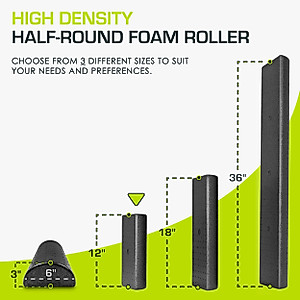 ProsourceFit High Density Foam Rollers 12 - inches long. Firm Full Body Athletic Massager for Back Stretching, Yoga, Pilates, Post Workout Trigger Point Release, Black