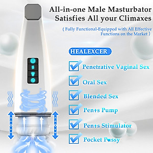 3 in 1 Thrusting Sucking Vibrating Automatic Male Masturbator, Adult Sex Toys for Men, Blowjob Sex Machine Men's Sex Toy Stroker Penis Vibrator, Hands Free Masturbators Pocket Pussy for Men Pleasure