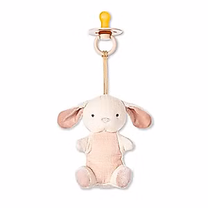 Itzy Ritzy - Bitzy Pal Pacifier & Lovey Set; Detachable Bunny Lovey & Coordinating Natural Rubber Pacifier; Ideal for Ages 0-6 Months, Bunny