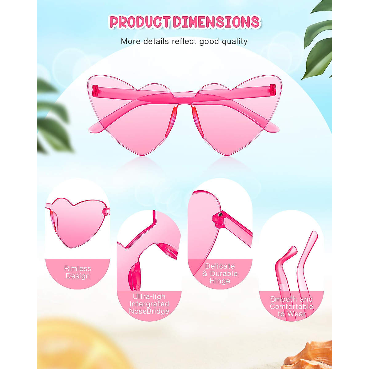Chicpop 12 Pcs Heart Sunglasses For Women Cute Fun Bachelorette Glasses Bulk for Party Favors
