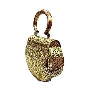 Golden Clutches Vintage Handmade Brass Metal Purse Hand Clutch Handbag for Women Party Bride Marriage Clutch